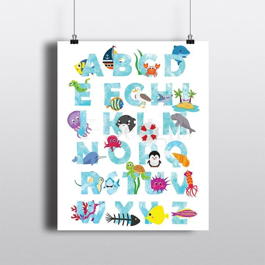 Ocean Print, Alphabet, Nursery Decor, Baby Nursery, ABCs – Y-Designs