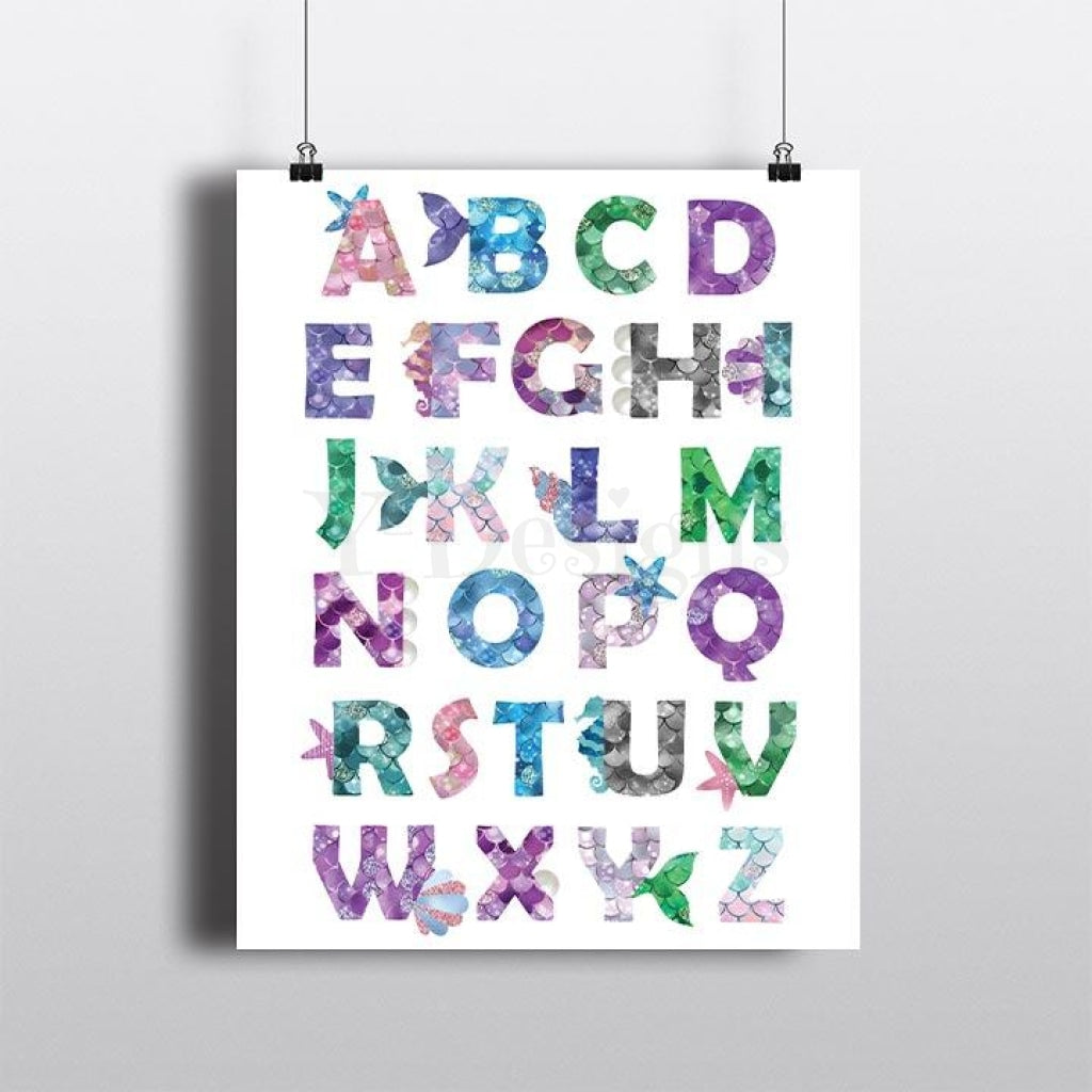 Mermaid ABC, Ocean Print, Alphabet, Nursery Decor, Baby Nursery Girl ...