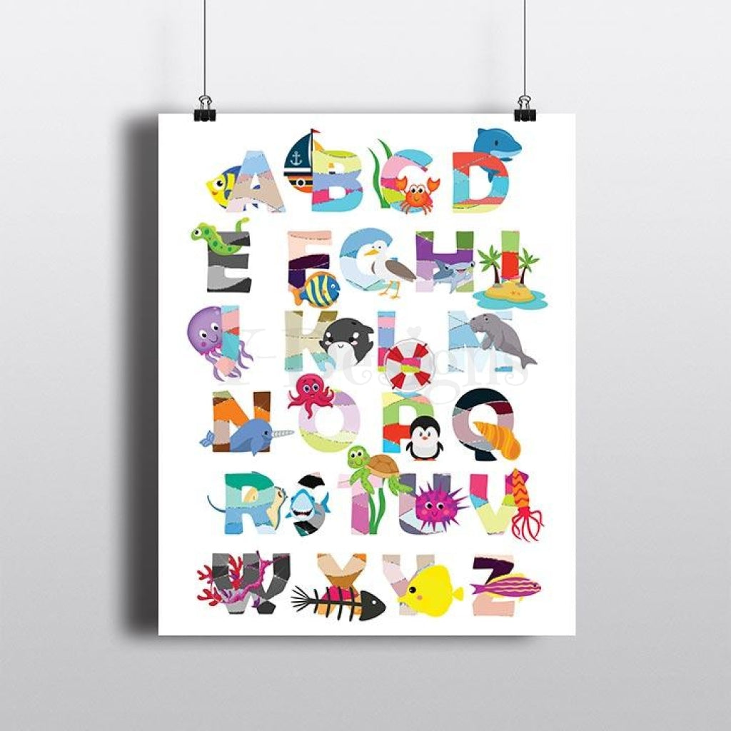 Ocean Print, Alphabet, Nursery Decor, Baby Nursery, ABCs – Y-Designs
