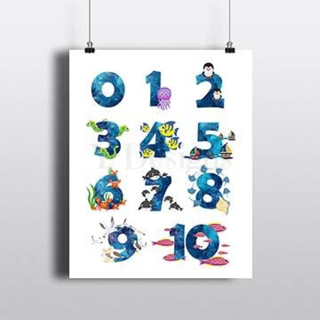 Dark Blue Ocean Numbers 0-10 - Digital Download – Y-Designs