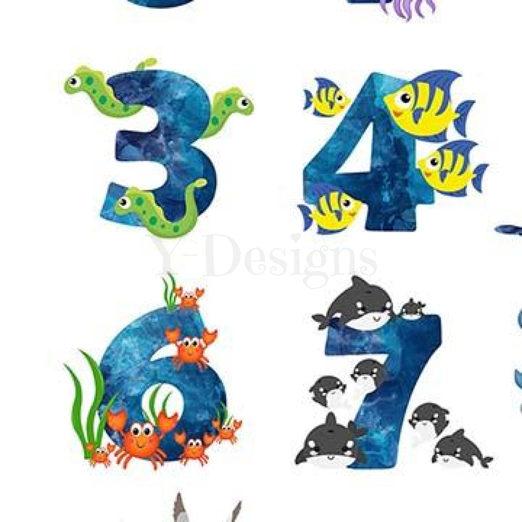 Dark Blue Ocean Numbers 0-10 – Y-Designs