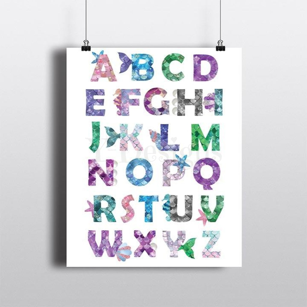 Mermaid ABC, Ocean Print, Alphabet, Nursery Decor, Baby Nursery Girl ...
