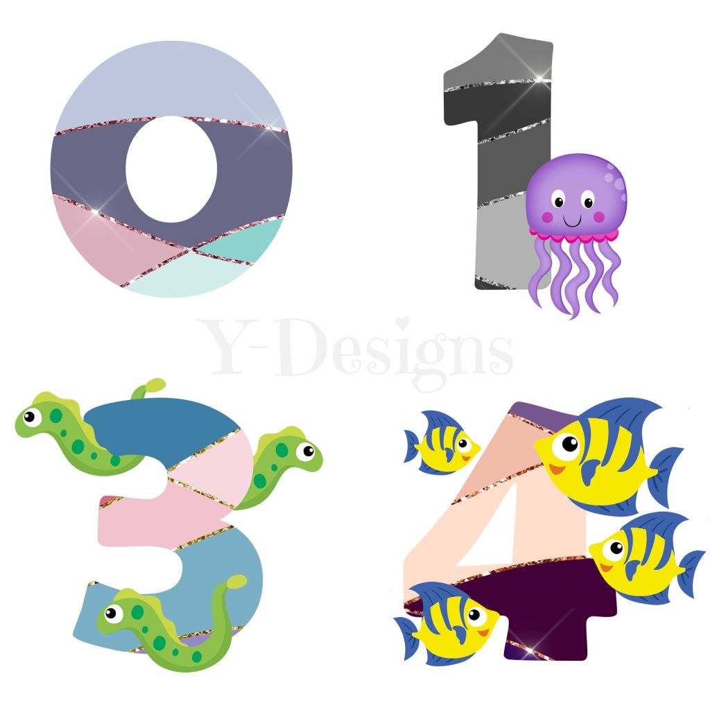 Multicolored Ocean Numbers 0-10 - Digital Download – Y-Designs